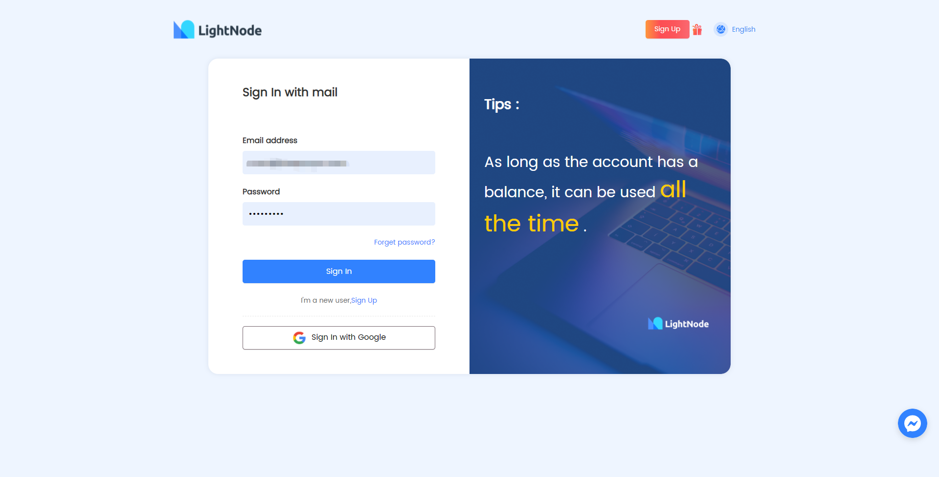 Sign up in LightNode · LightNode